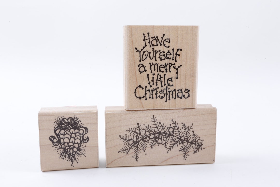 Christmas, Wishes, Holidays, Winter, Stamp Set, Message Stamps, Rubber ...