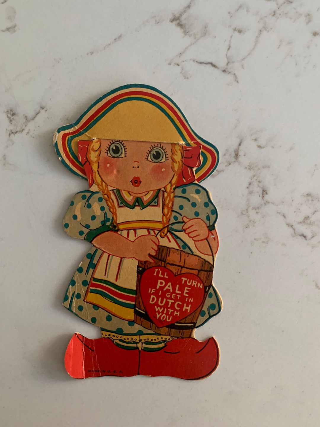 1920s, Valentine, Girl, Get in Dutch, Greeting Card, Shaped, Antique ...