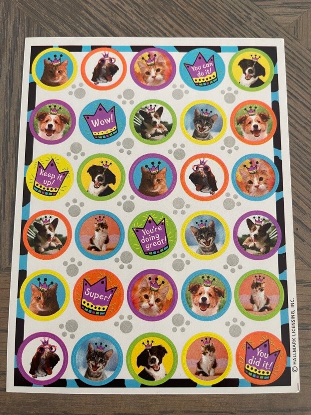 Vintage, Hallmark, Y2K Animals, Motivational, Full Sticker Sheet, 90s ...