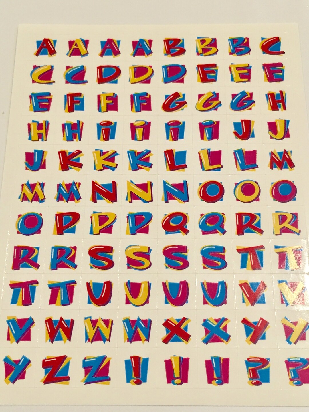 ABC Alphabet Funky 1990's Single Sticker Sheet 1993 Scrap Booking ...