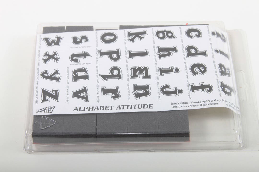 Stampin Up, Alphabet, Attitude, Vintage, Stamp Set, Rubber, in a Box ...