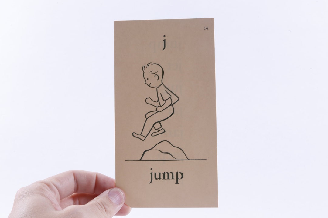 J JUMP - Flash Card, Two-sided, Sepia, Aged, Vintage, Antique, Sight ...