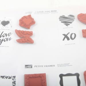 Stampin Up, I Love You, XO, Hearts, Mini, Frames, Vintage, Rubber ...