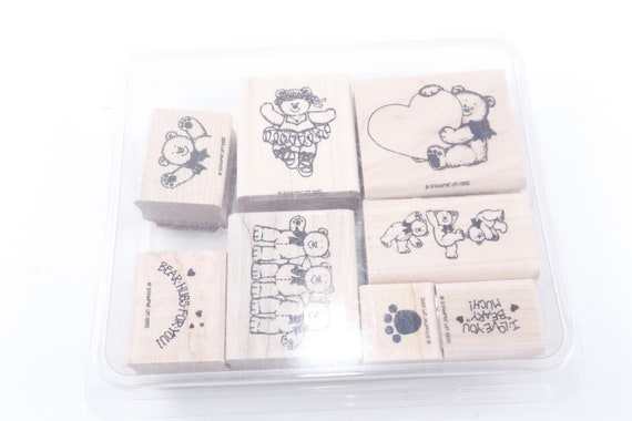 Bears Hugs Smiles Love Stamp Set Message Stamps Rubber | Etsy