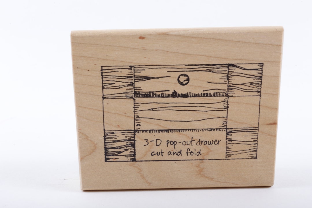 3-D Pop-out Drawer Cut and Fold Crate - Message Stamp - Wooden Rubber ...