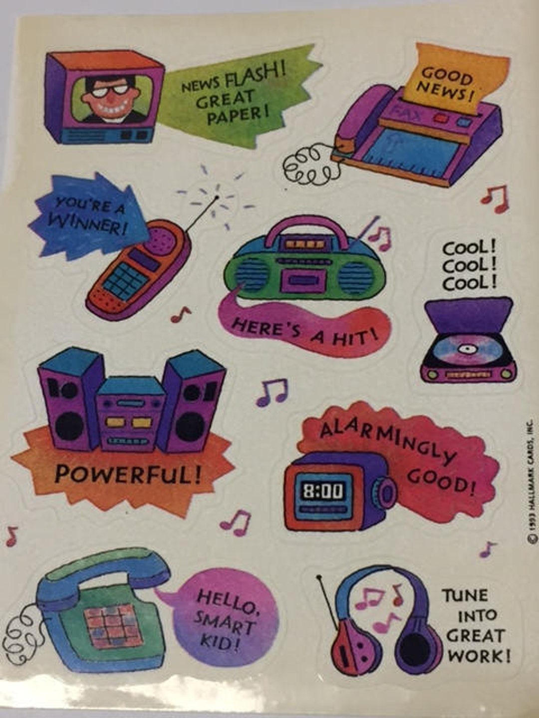 Technology Phones Radio TV CD Player Single Sticker Sheet 1993 Sticker ...