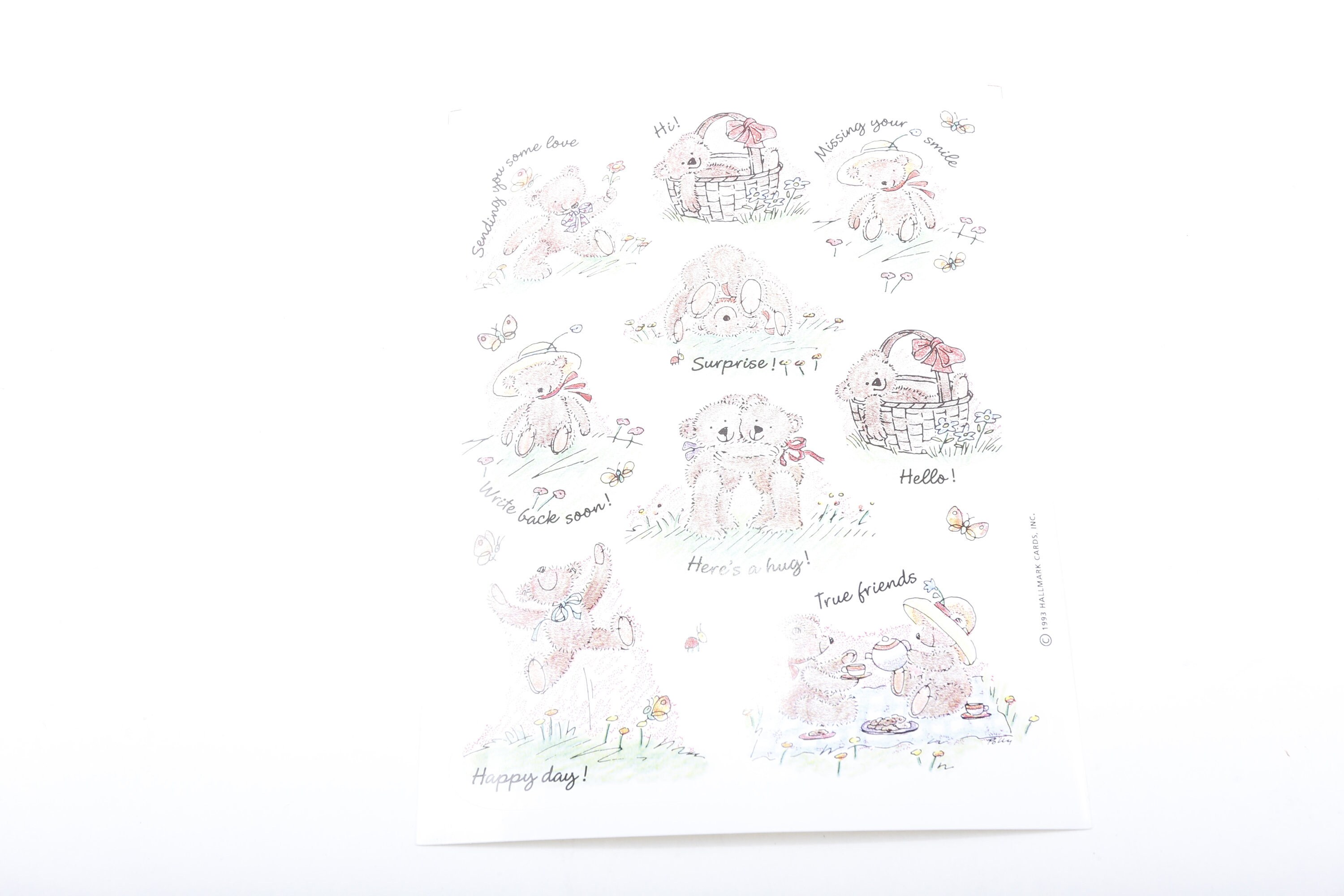 Teddy Bear Country Picnic Vintage Single Sticker Sheet 1993 Scrap ...