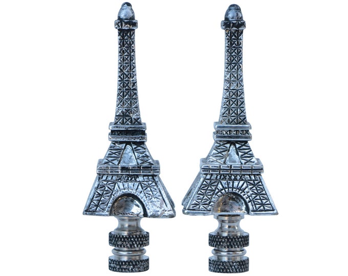 Eiffel Tower Lamp Finials in Silver on Black & Chrome Hardware - Etsy