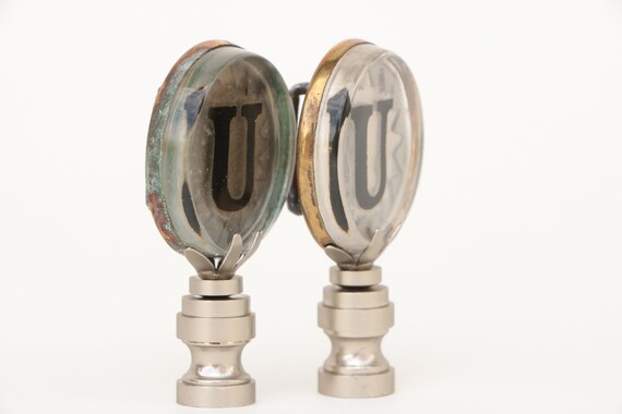 Vintage Typography Letter U in Silver Tone Brushed Nickel A Pair ...