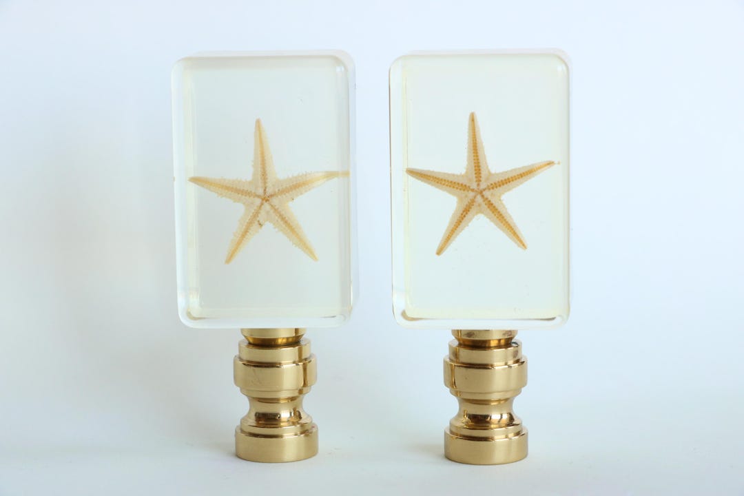 Starfish Lamp Finials - Natural Star Fish Specimens in Clear Acrylic on ...