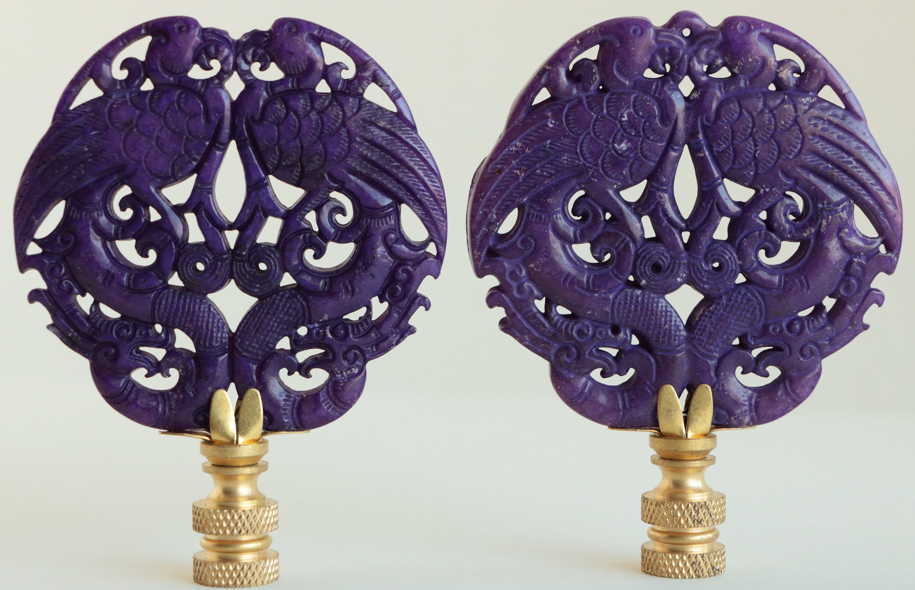 Home & Living Lamps Chinese Peacock Carved Stone Lamp Finial in Golden ...
