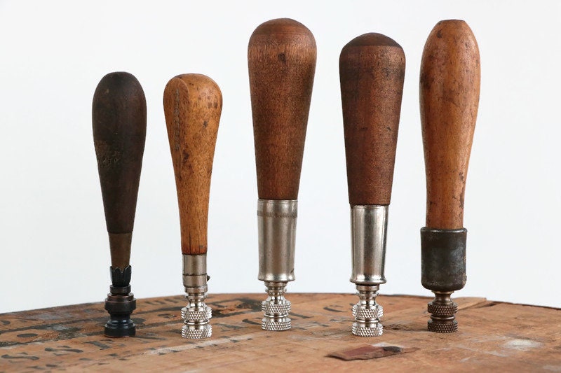Industrial Style Wood Lamp Finials Crafted From Vintage Hand Tools ...