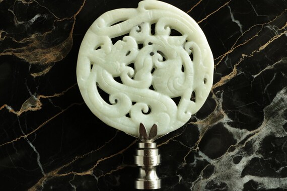 Fighting Chinese Dragon Lamp Finial in Off-white on Brushed - Etsy