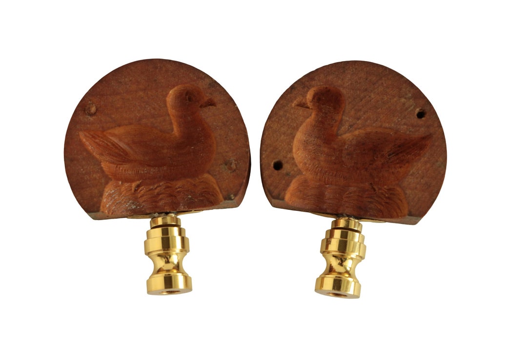 English Butter Mold Lamp Finials on Brass Hardware - A Matching Pair ...