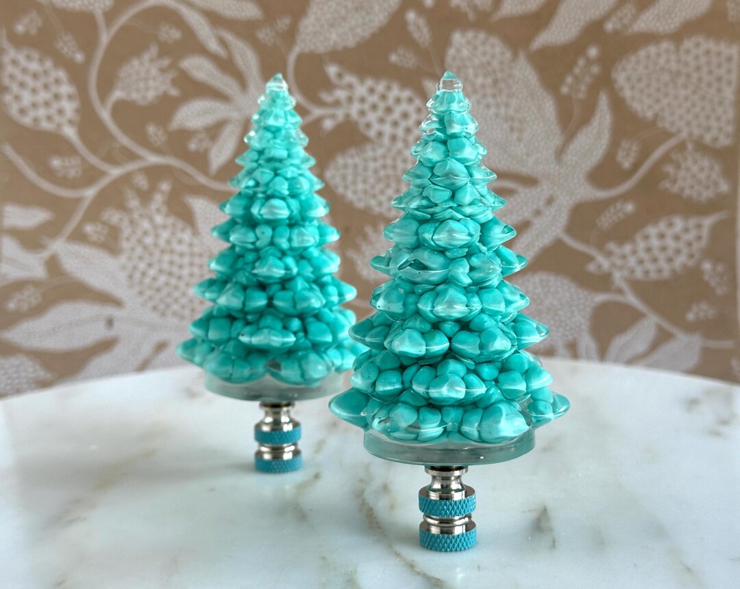 Turquoise Christmas Tree Lamp Finial on Chrome Hardware - A Single ...