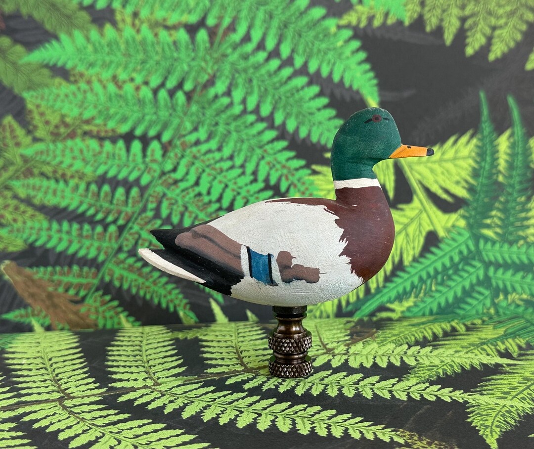 Duck Lamp Finial on Bronze Hardware - Male Mallard Duck Decoy Style ...