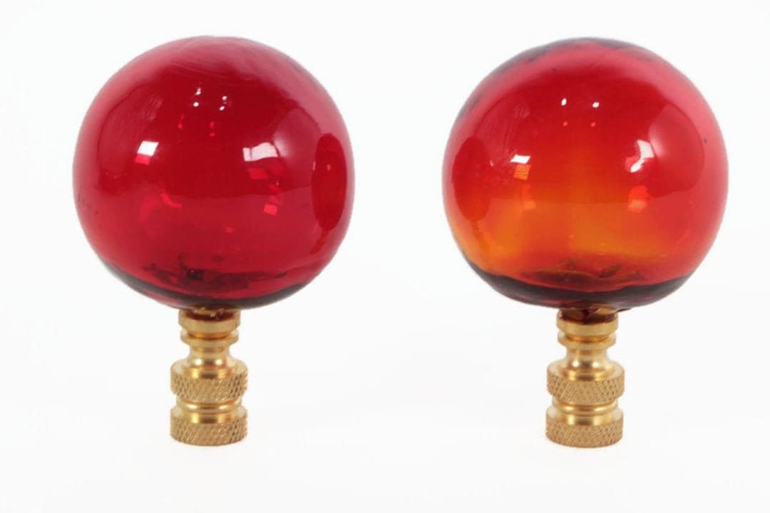 Blown Glass Lamp Finial in Red or Amberina on Brass Hardware - Etsy