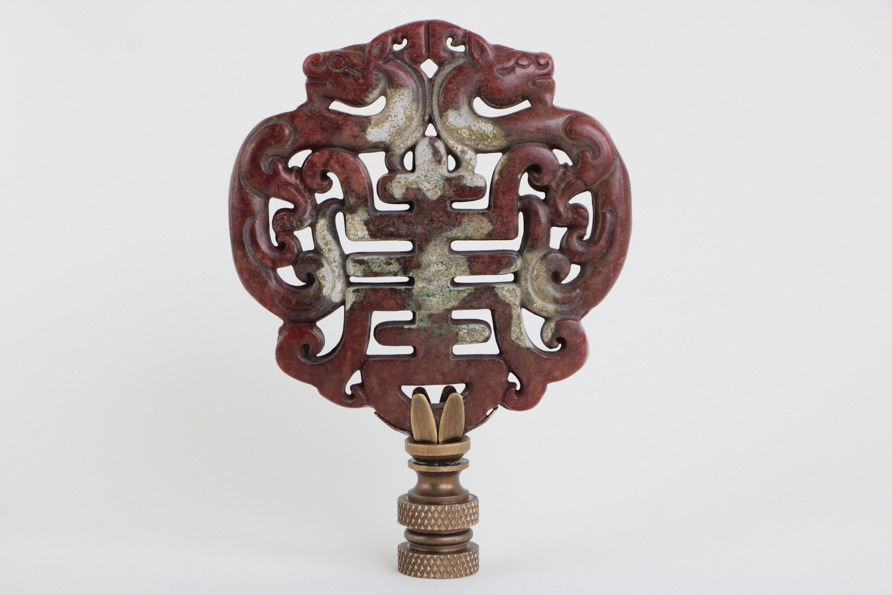 Chinese Long Life Symbol Carved Stone Lamp Finial - Asian Lamp Finial ...