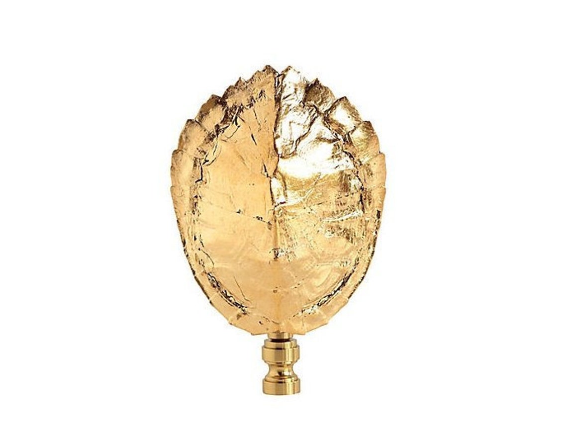 Gold Gilded Turtle Shell Shell Lamp Finial on a Shiny Brass - Etsy