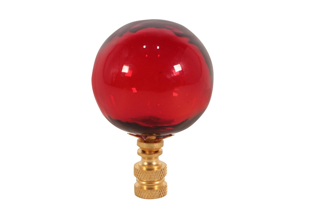 Blown Glass Lamp Finial in Ruby Red on Brass Hardware - A Single Finial ...