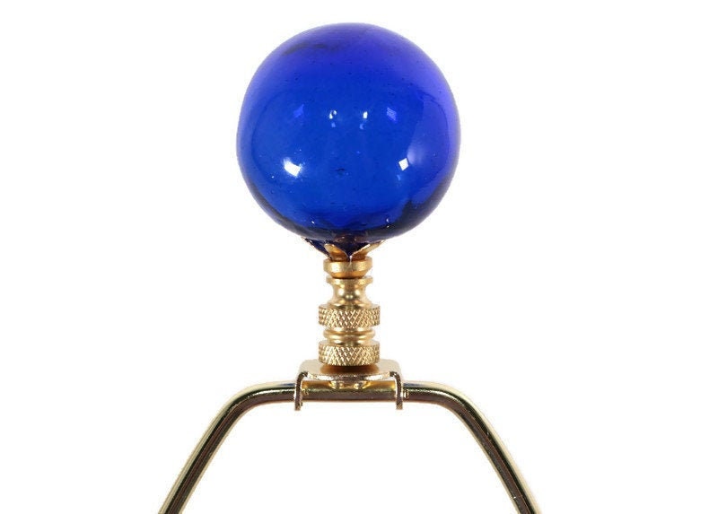 Blown Glass Lamp Finial in Shades of Blue on Brass Hardware - A Single ...
