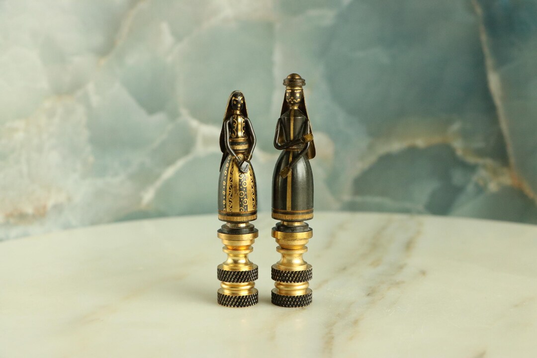 Mid-century Finial People Lamp Finials in Blackened Brass on Brass ...