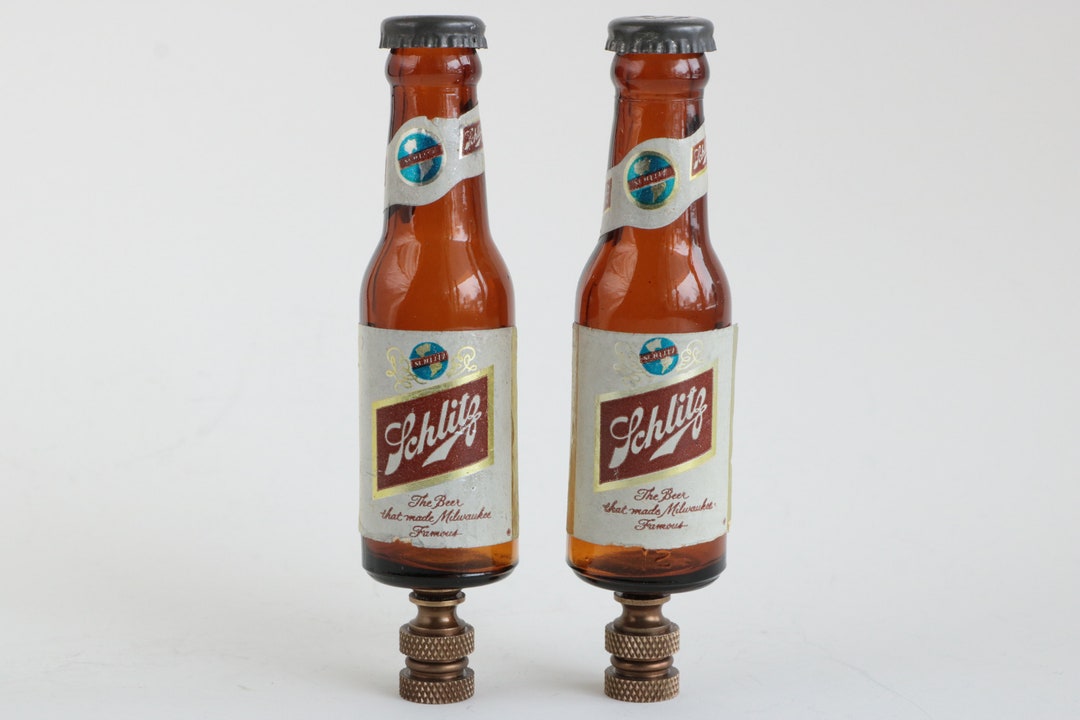 Beer Bottle Lamp Finials Crafted From Vintage Schlitz Novelty Beer ...
