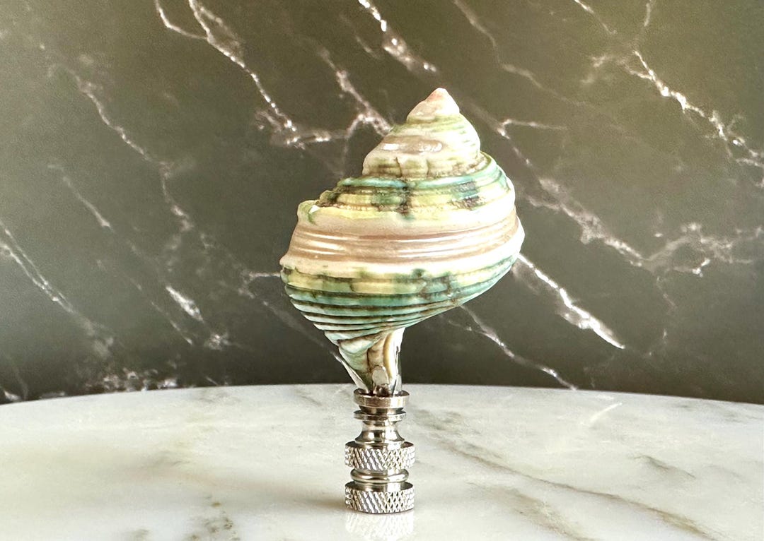 Jade Etched Mother of Pearl Shell Lamp Finial - Natural Sea Shell ...