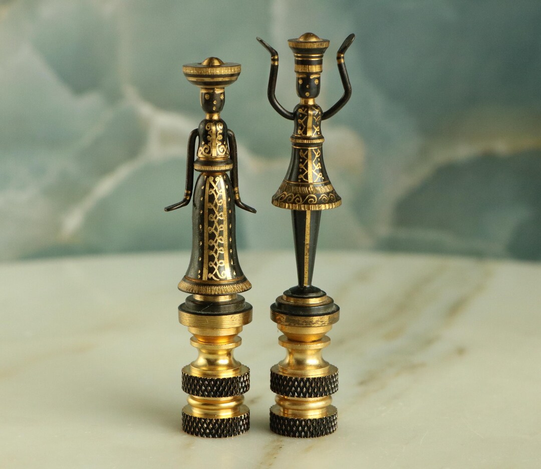 Mid-century Finial Dancers Lamp Finials in Blackened Brass on Brass ...