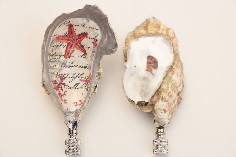 Seafarer's Oyster Sea Shell Lamp Finials in Silver - Etsy