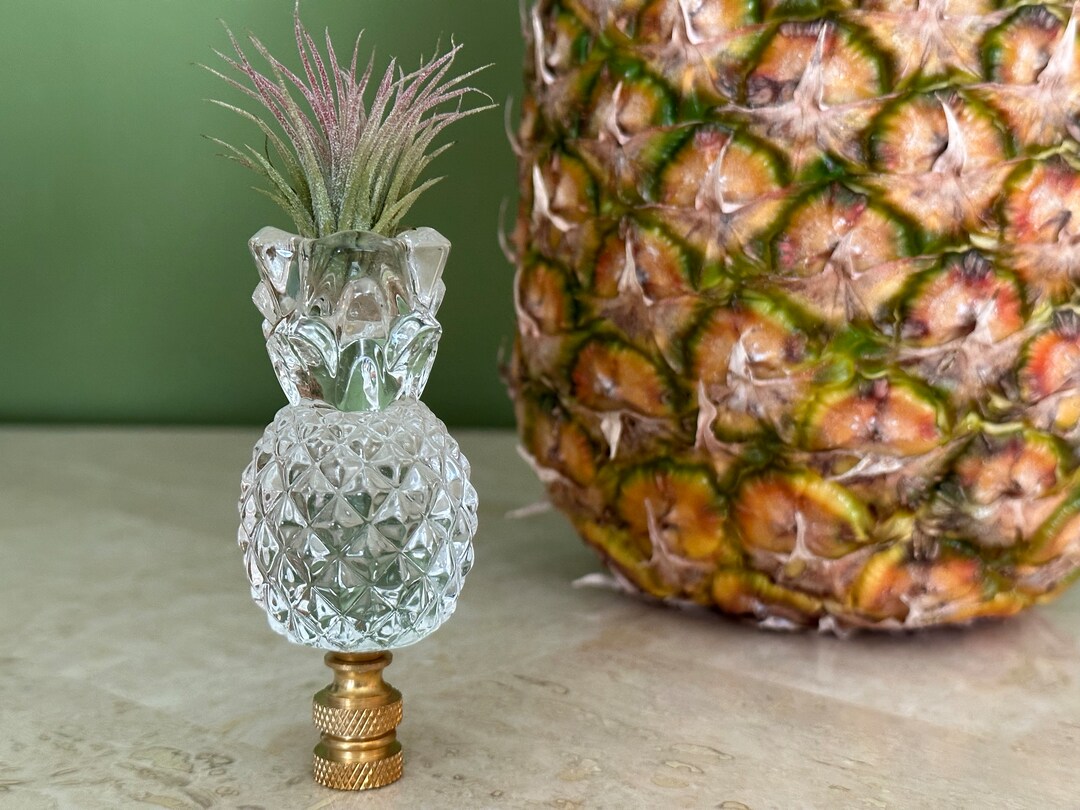 Crystal Pineapple Lamp Finial on Brass Hardware - Traditional Pineapple ...