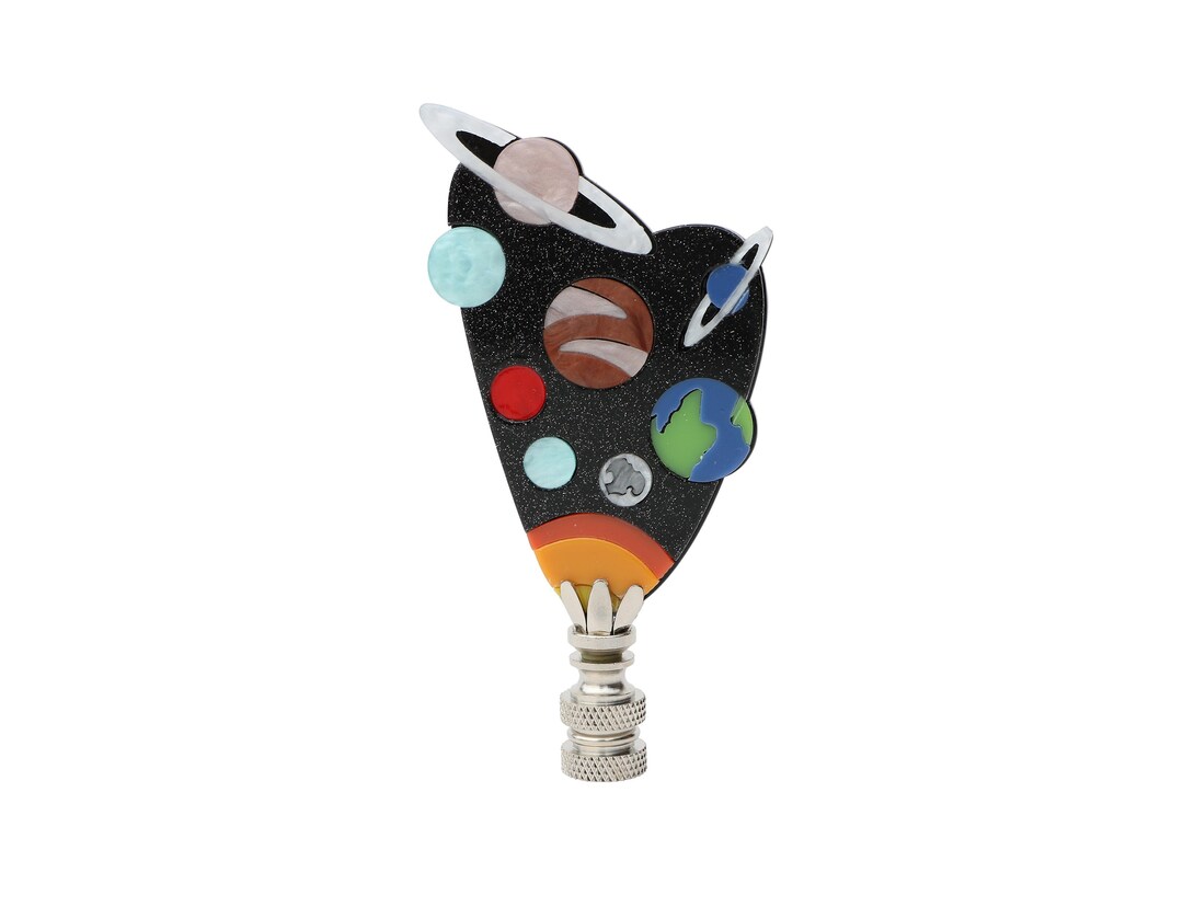 Outer Space Lamp Finial on Chrome Hardware - Solar System Eight Planets ...