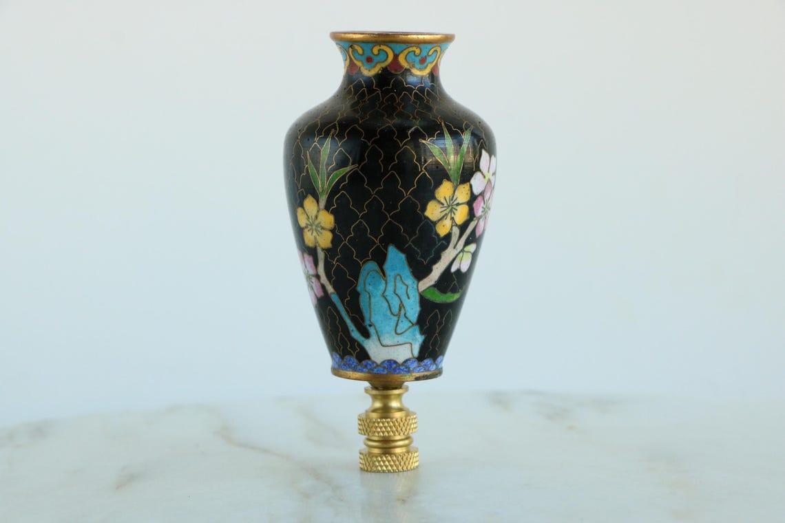 Chinese Cloisonne Vase Lamp Finial on Brass Hardware - Etsy