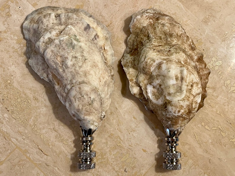 Seafarer's Oyster Sea Shell Lamp Finials in Silver - Etsy