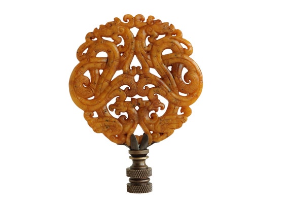 Home & Living Lamps Chinese Peacock Carved Stone Lamp Finial in Golden ...