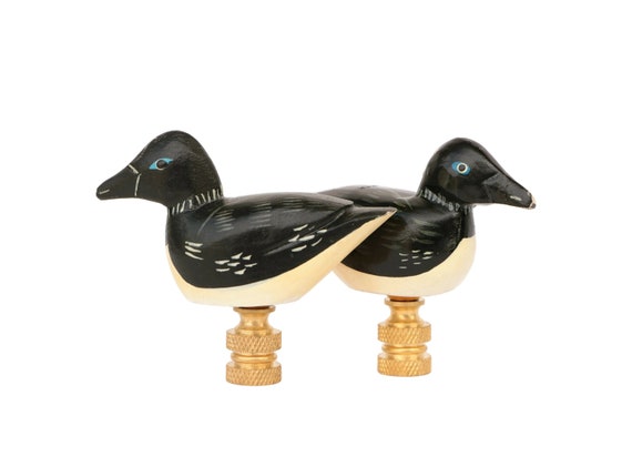 Loon Bird Decoy Lamp Finials a Matching Pair of Black & - Etsy