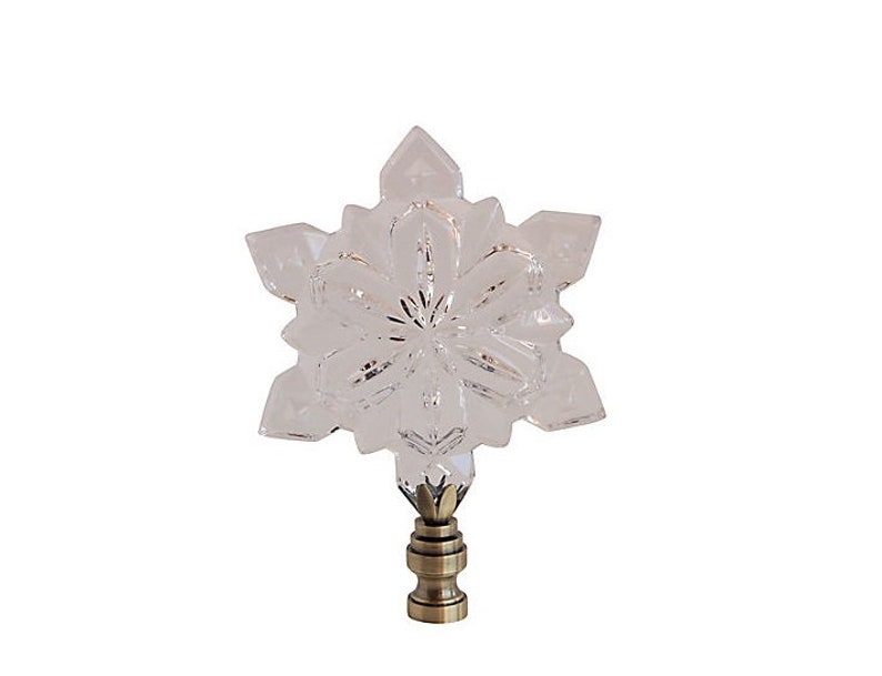 German Crystal Snowflake Lamp Finials on Antiqued Brass Bases - Etsy