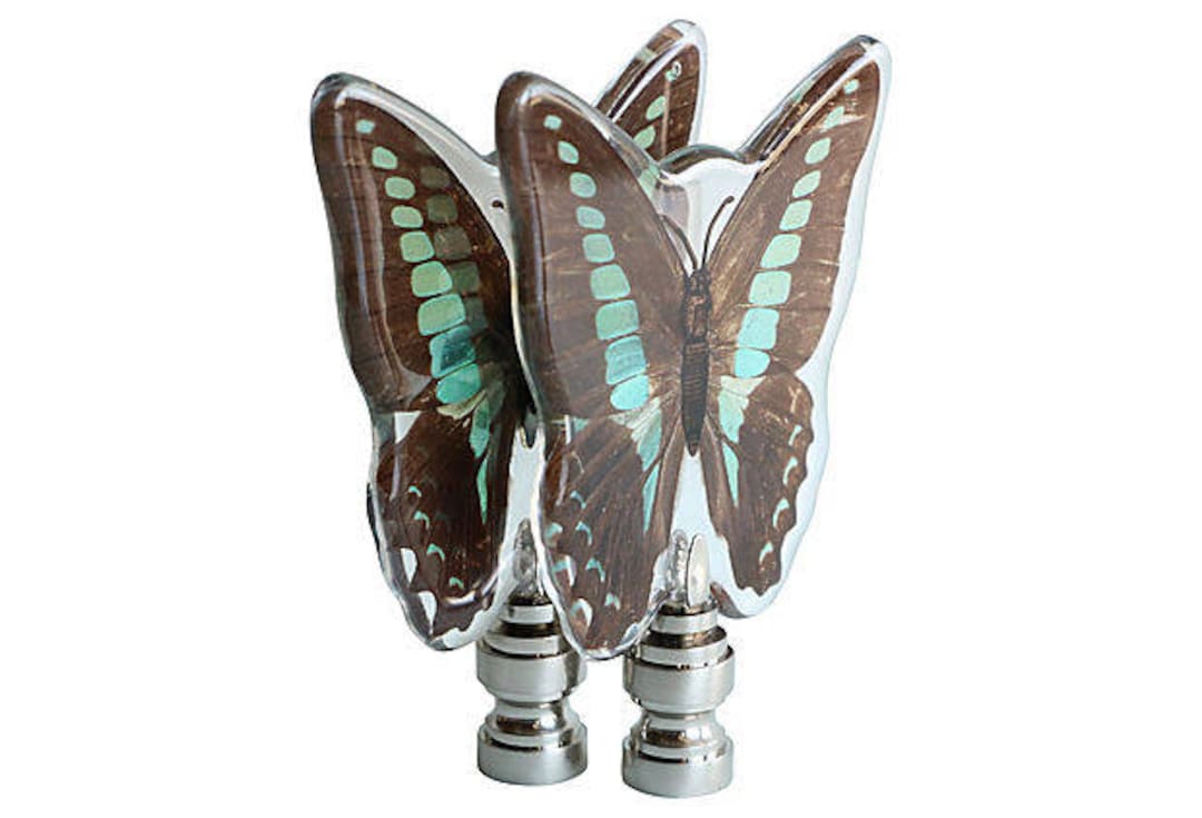 Bluebottle Butterfly Specimen Lamp Finials Natural Butterflies in Clear ...