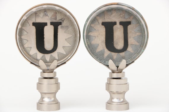 Vintage Typography Letter U in Silver Tone Brushed Nickel A Pair ...