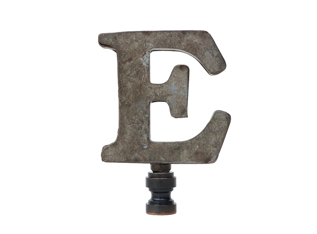 Marquee Style Letter E Monogram Lamp Finial - Primitive Tin Letter E ...
