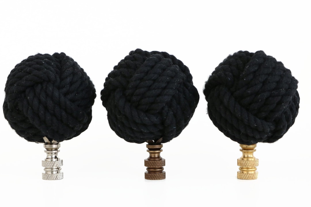 Nautical Knot Lamp Finial in Black - Custom Coastal Lamp Topper With ...