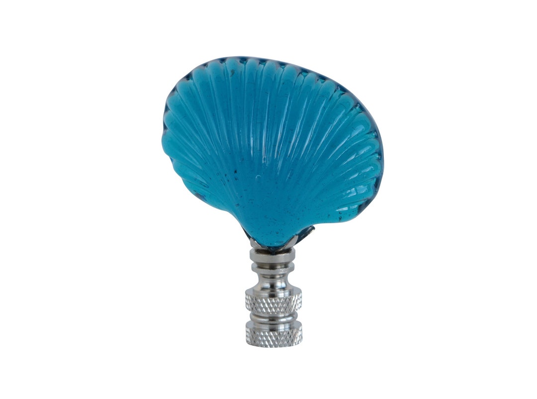 Glass Shell Lamp Finial in Ocean Blue on Chrome Hardware - Etsy