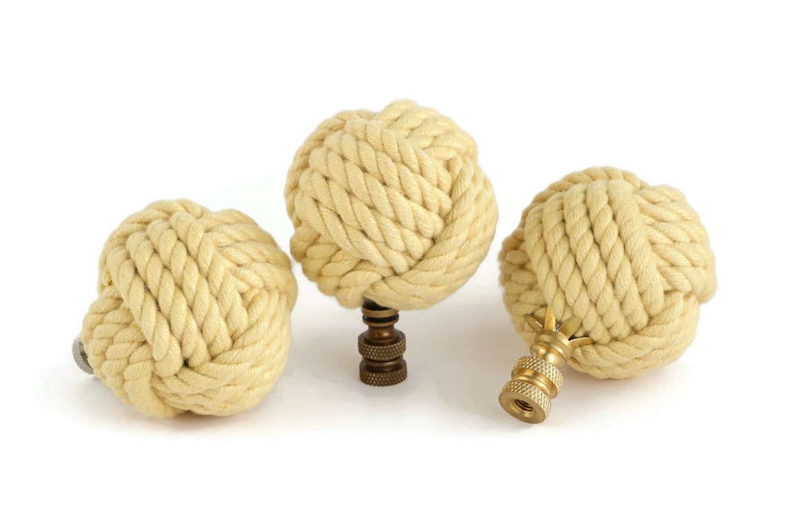 Nautical Knot Lamp Finial in Butter Yellow - Custom Coastal Lamp Topper ...