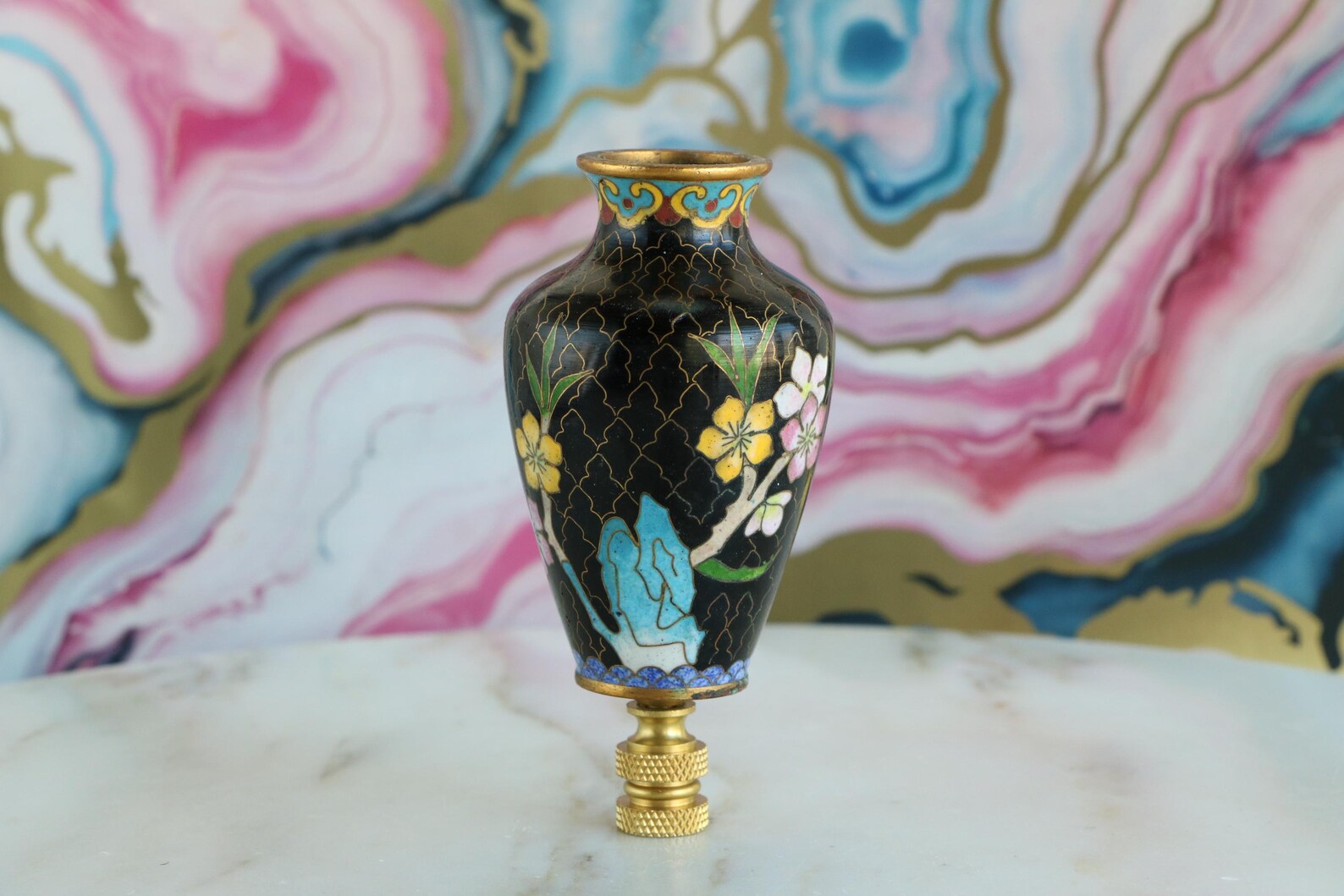 Chinese Cloisonne Vase Lamp Finial on Brass Hardware - Etsy