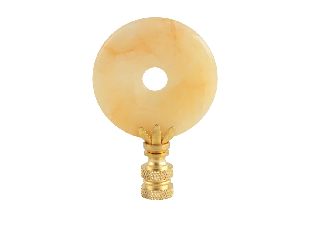 Yellow Jade Stone Lamp Finial on Brass Hardware - Peaches and Cream ...
