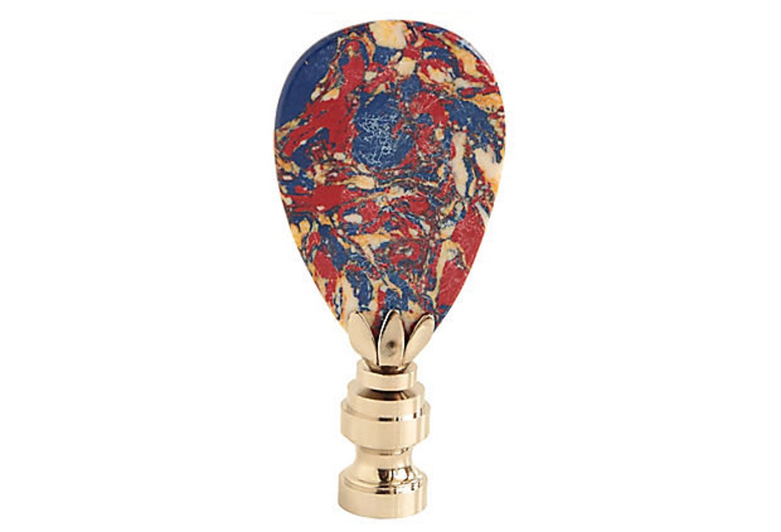 Marbled Lamp Finial in Red White & Blue on Shiny Chrome Hardware - Etsy