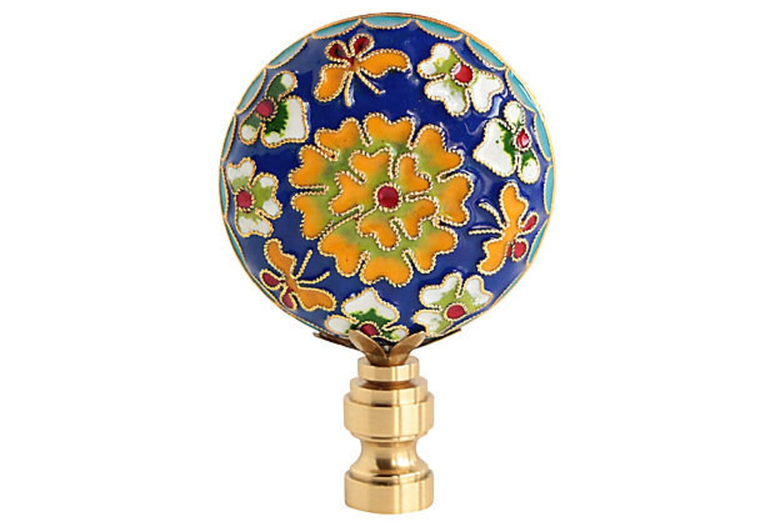 Chinese Champlevé Cloisonné Lamp Finials on Shiny Brass Hardware - A ...