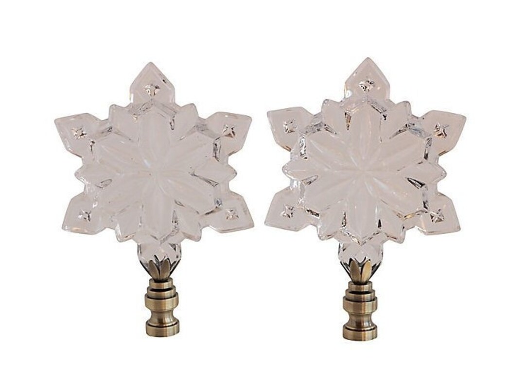 German Crystal Snowflake Lamp Finials on Antiqued Brass Bases - Etsy