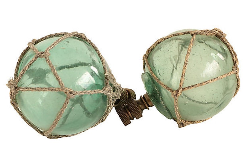 Netted Aqua Glass Lamp Finials on Bronze Hardware - A Single Lamp ...