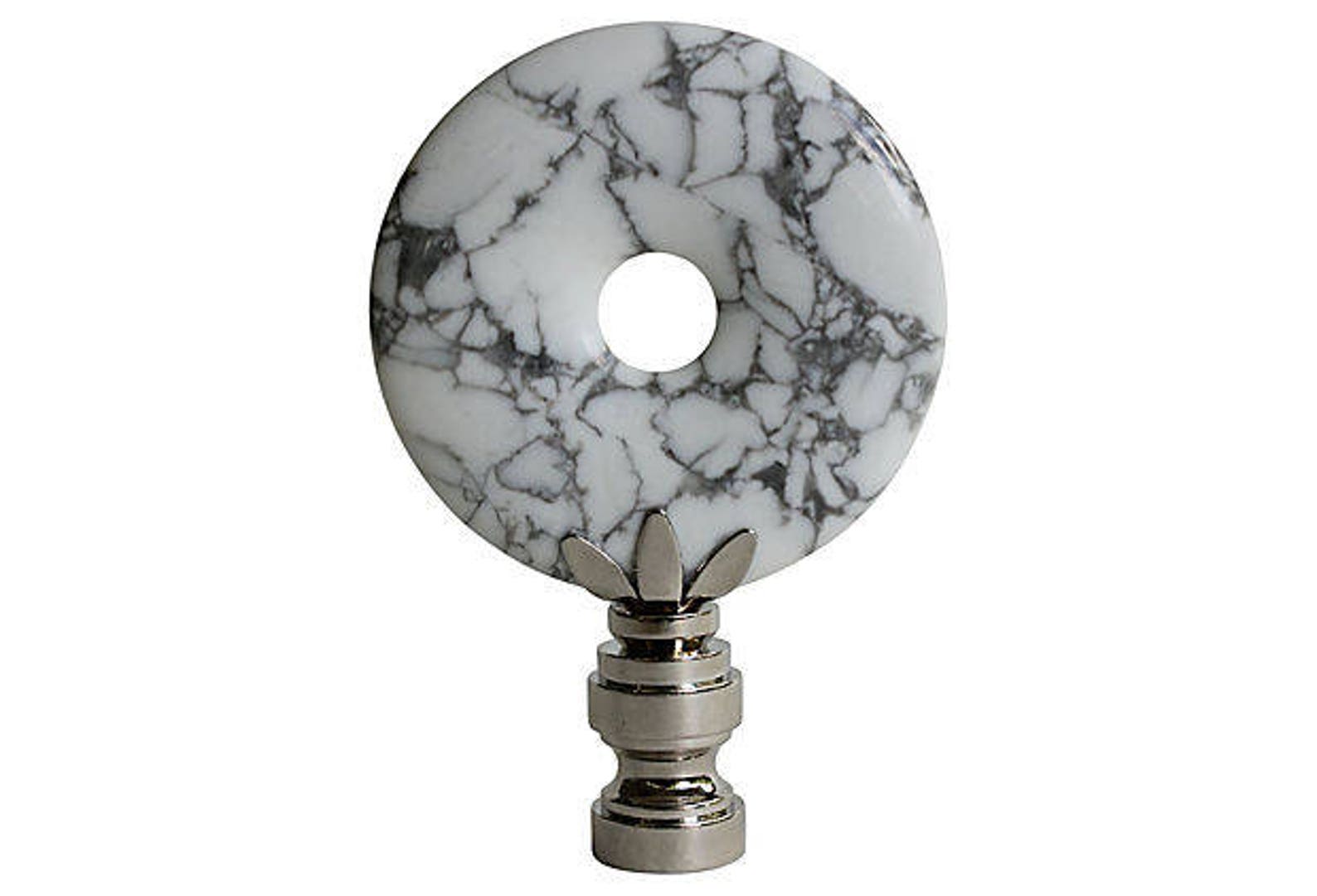 Marbled White Howlite Lamp Finials on Bronze Hardware - White and Grey ...